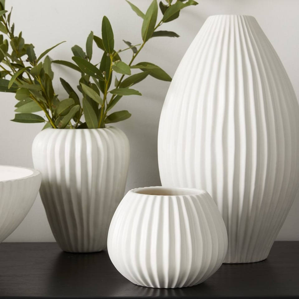 Sanibel Textured Ceramic Vases - White Sanibel Textured Ceramic Vases - White